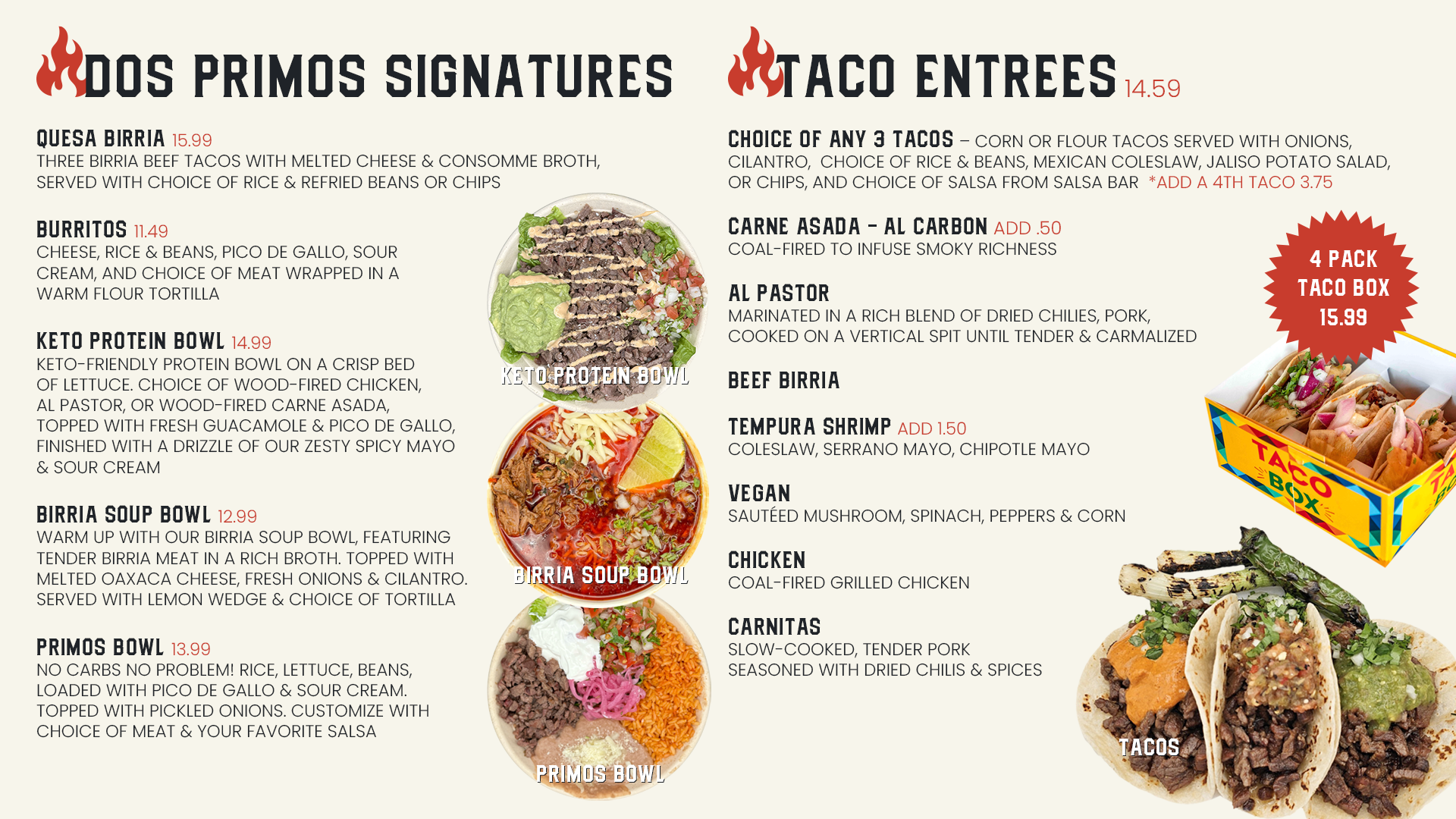 ORDER ONLINE MENU GIFT CARDS Order Catering Dos Primos Catering Menu